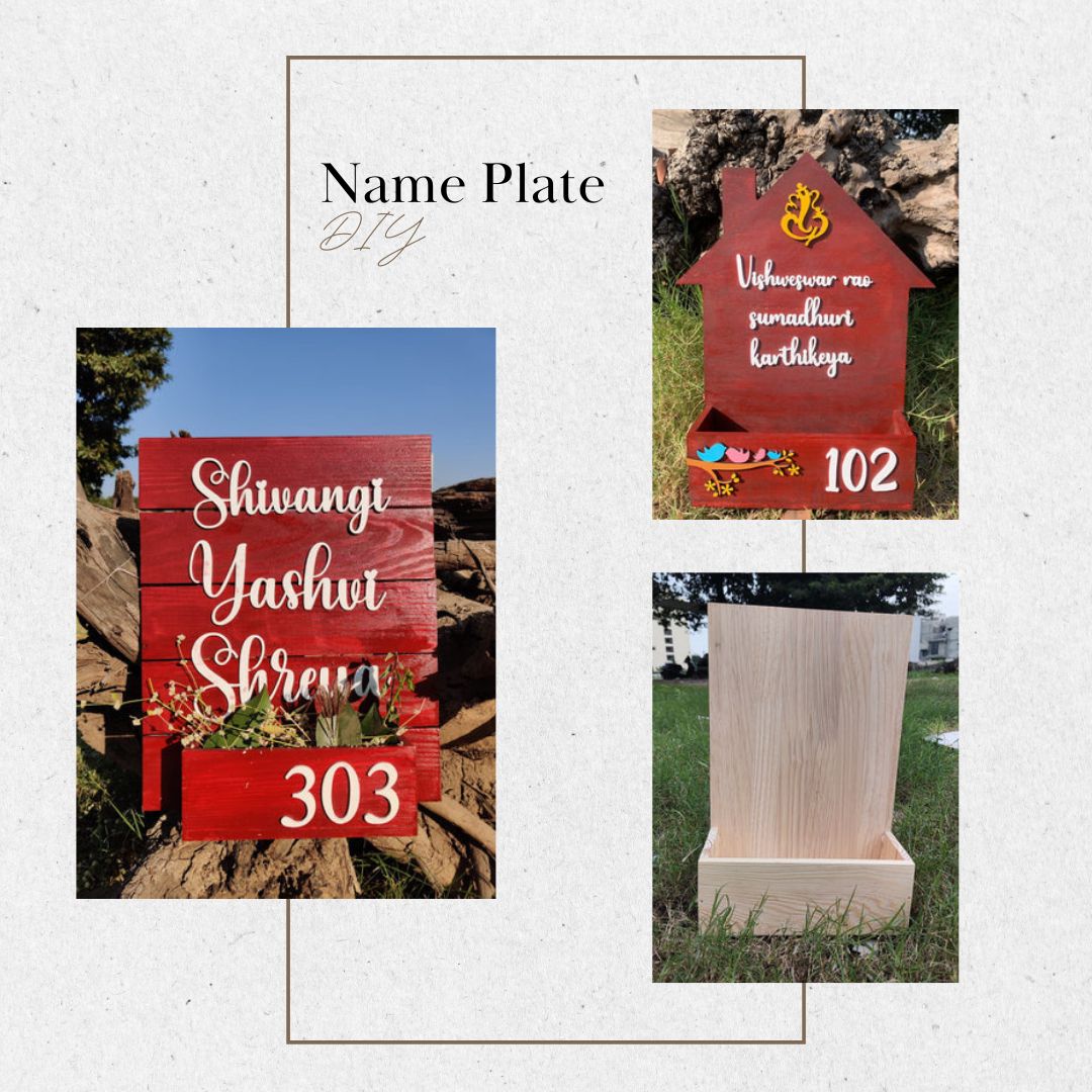 How To DIY Wooden Name Plate With Planter - Hobby India– Hobby Decor ...
