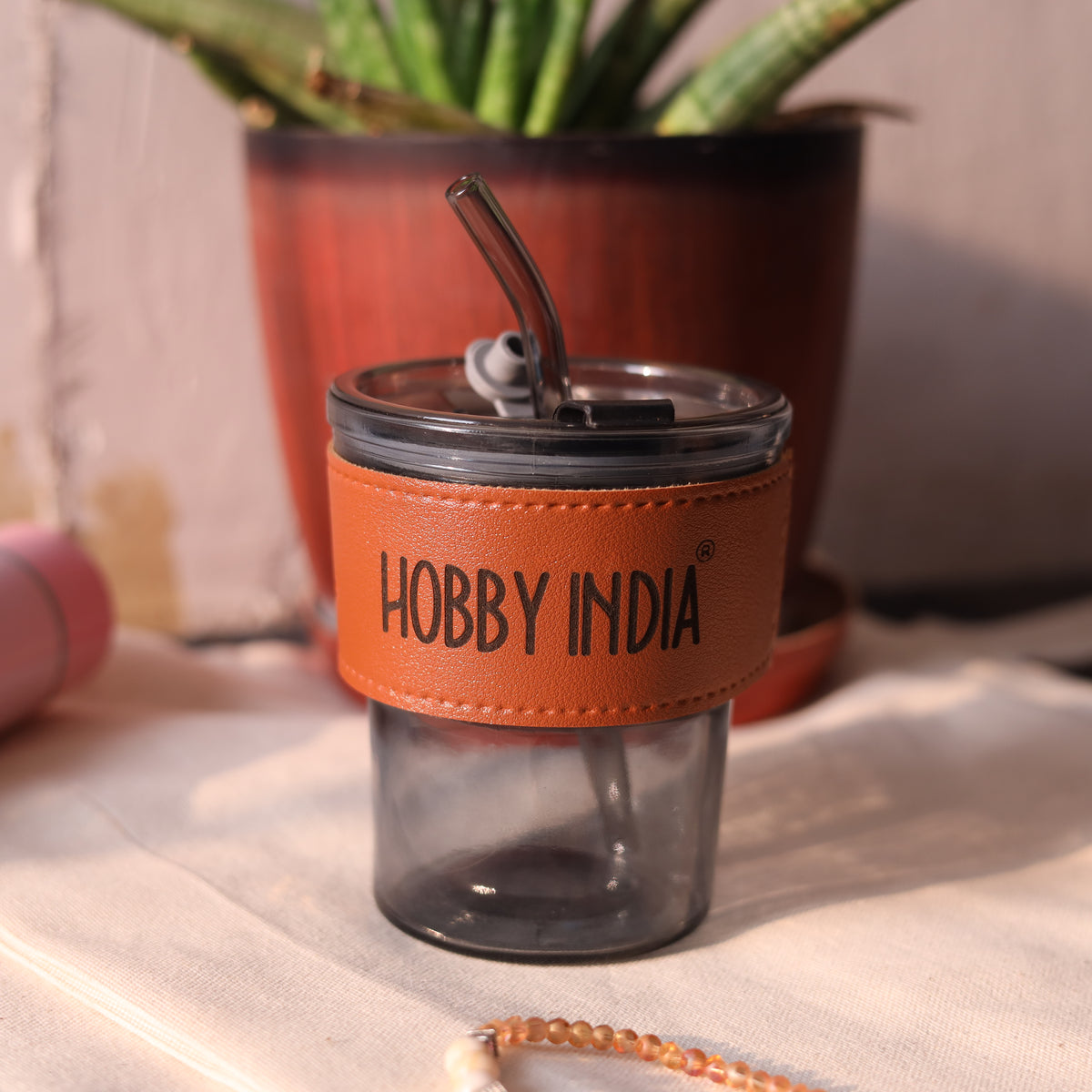 Customized Leather Grip Sipper Glass– Hobby Decor Pvt Ltd