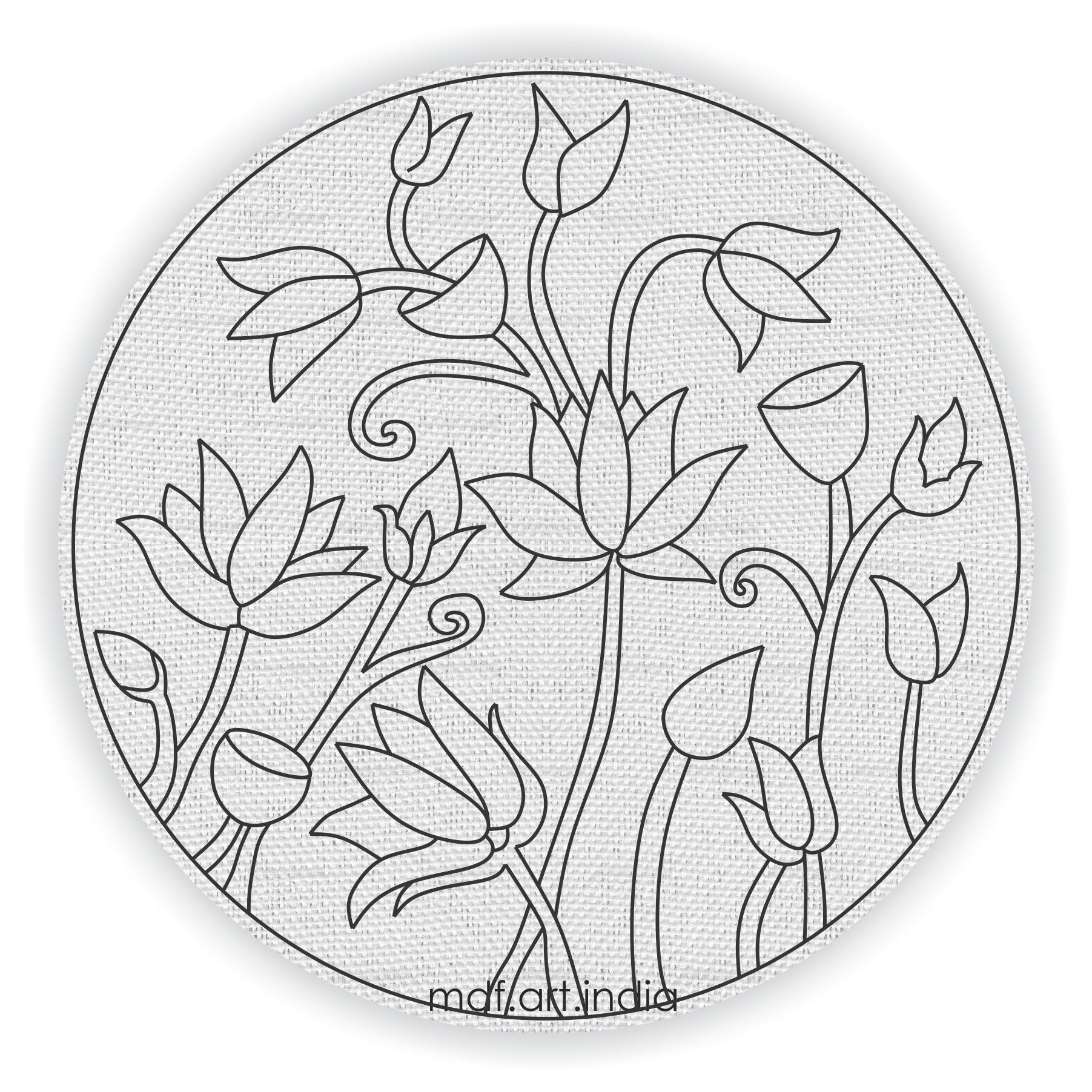 Lotus Pichwai Round DIY Canvas– Hobby Decor Pvt Ltd