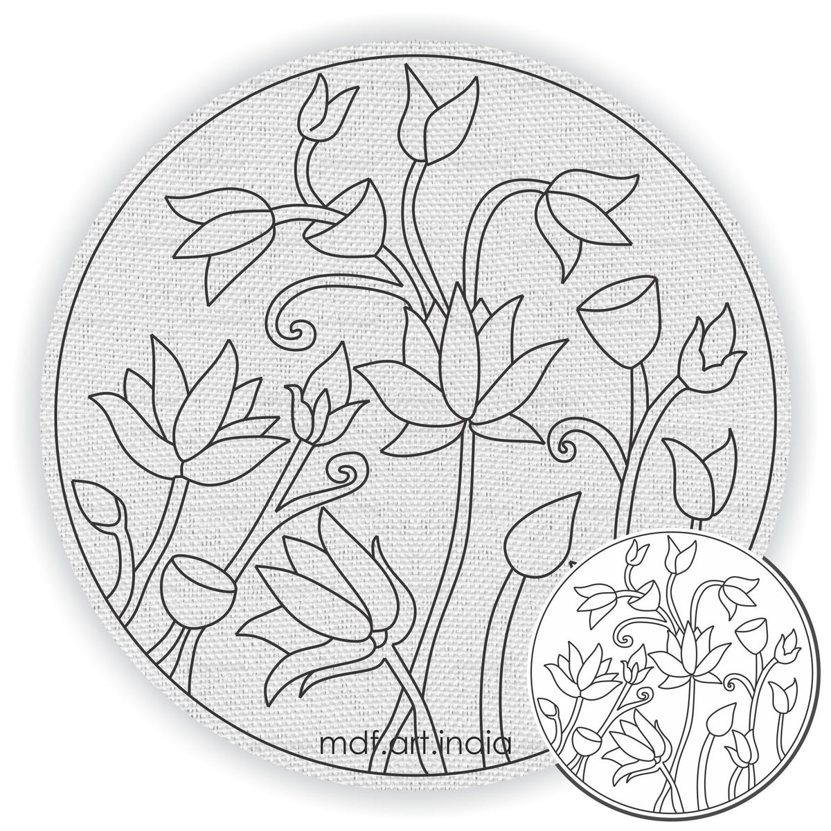 Lotus Pichwai Round DIY Canvas– Hobby Decor Pvt Ltd