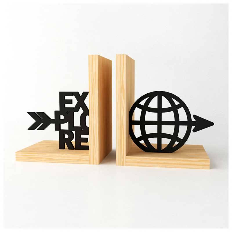 Pine Wood Explore Book Ends– Hobby Decor Pvt Ltd