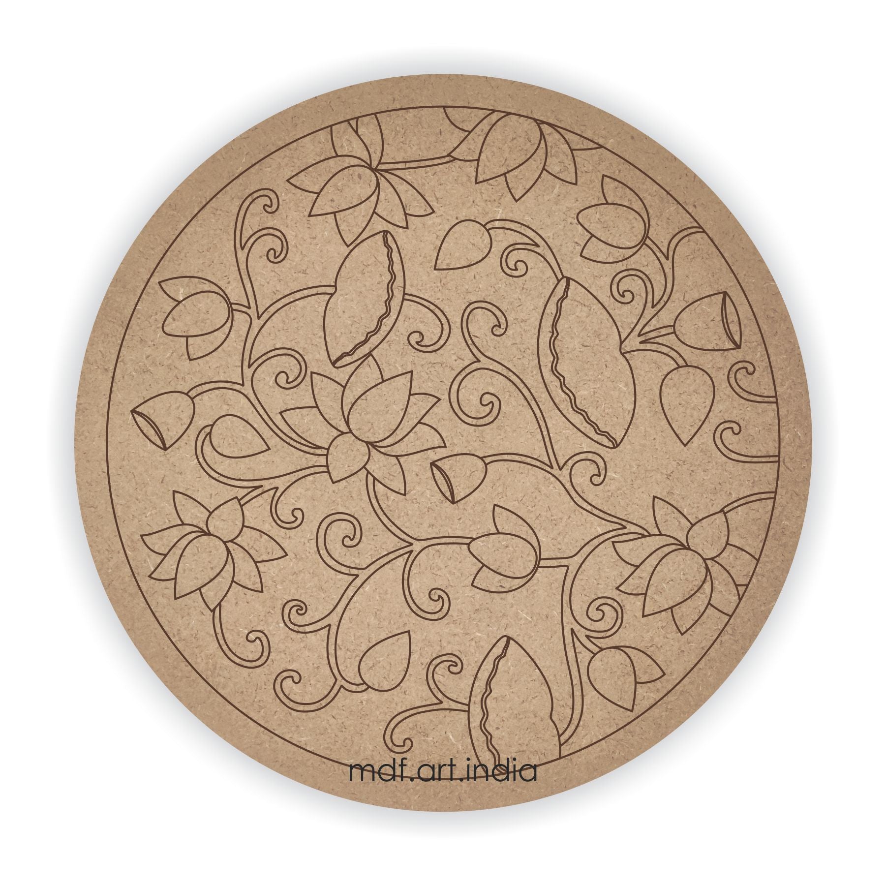 MDF Pre Marked Round Lotus– Hobby Decor Pvt Ltd