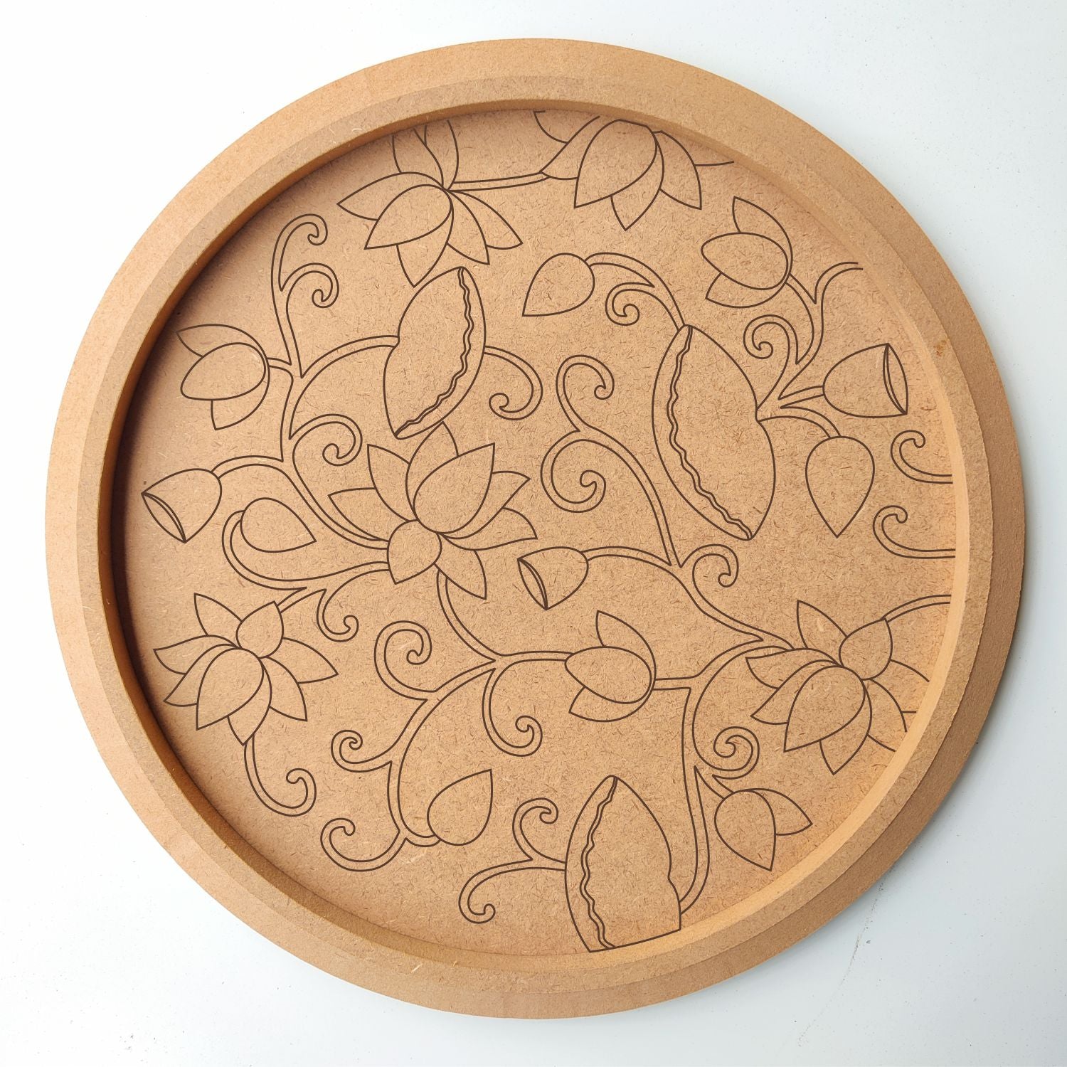 MDF Pre Marked Round Lotus– Hobby Decor Pvt Ltd