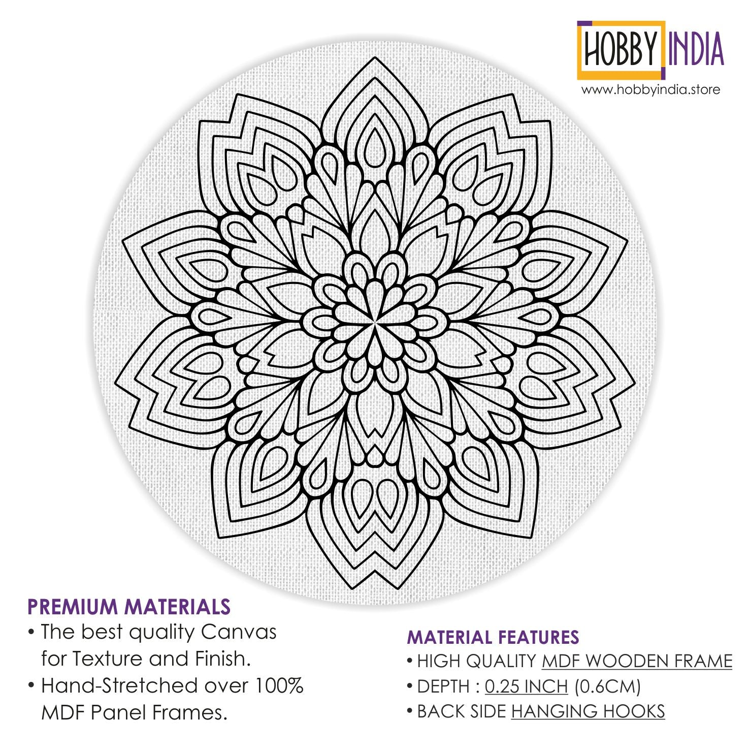 Mandala Canvas for Painting and DIY– Hobby Decor Pvt Ltd