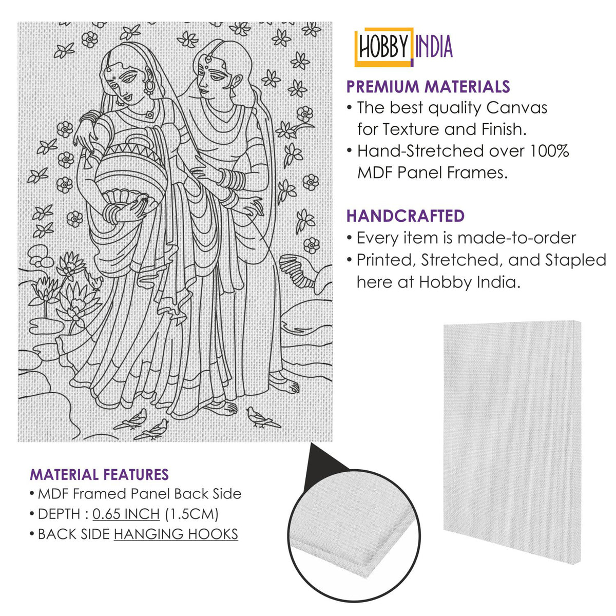 Two Ladies DIY Canvas Base for Painting– Hobby Decor Pvt Ltd