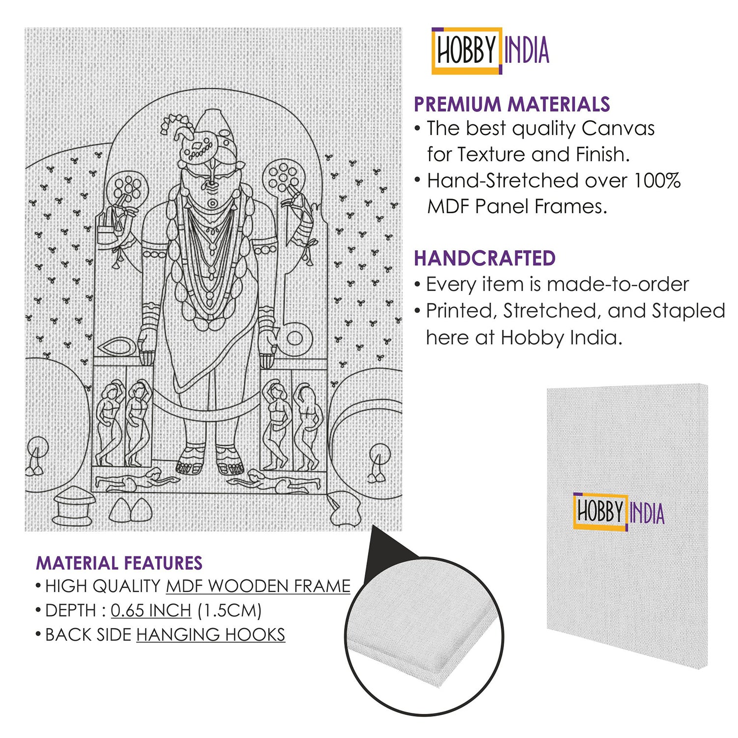 Shreenathji DIY Canvas Base for Painting– Hobby Decor Pvt Ltd