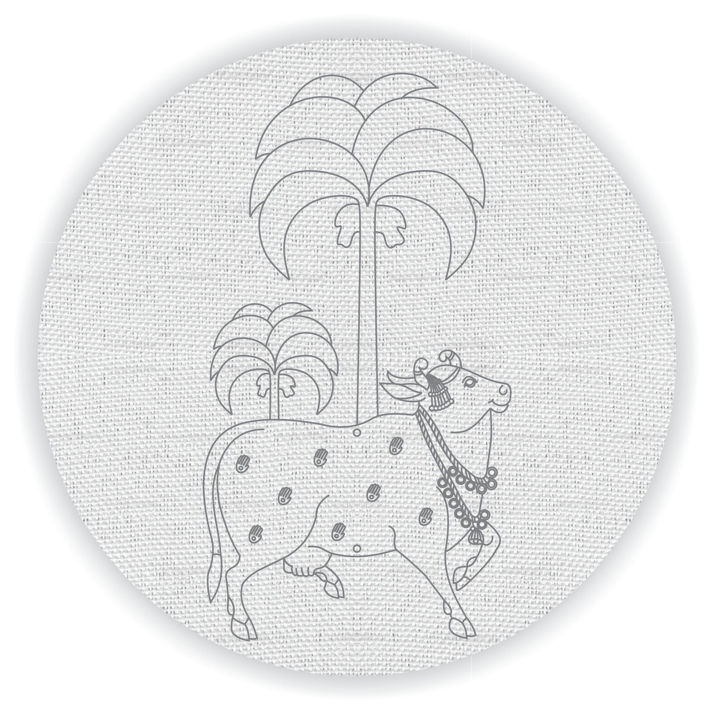 Palm Tree with Pichwai Pre Marked Canvas– Hobby Decor Pvt Ltd