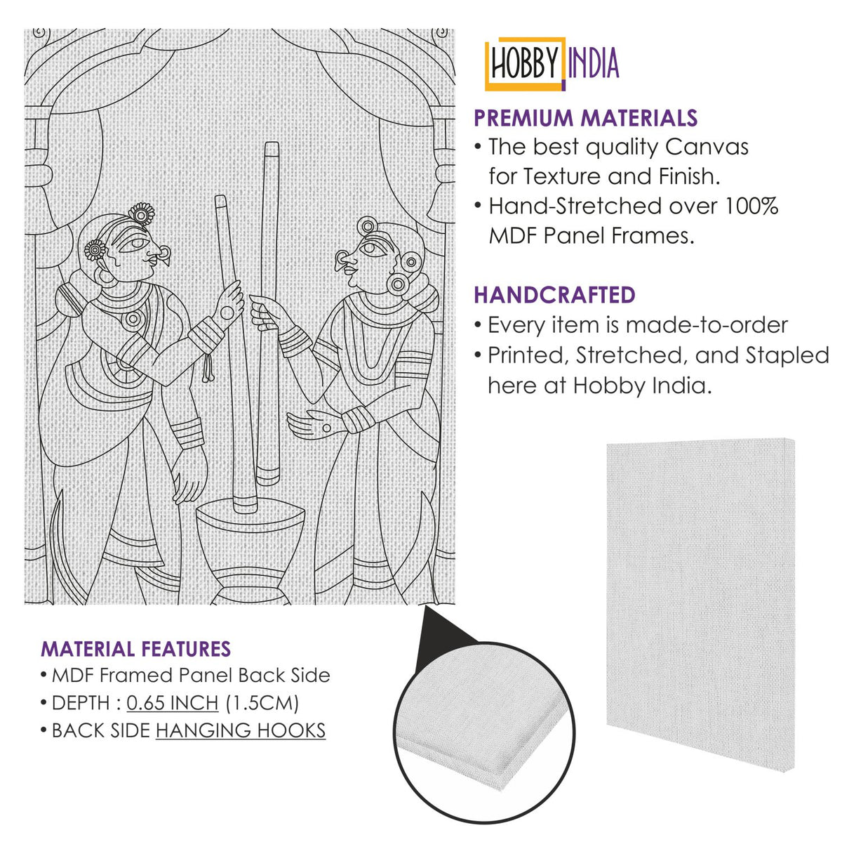 Phad Painting DIY Framed Canvas Base for Painting– Hobby Decor Pvt Ltd