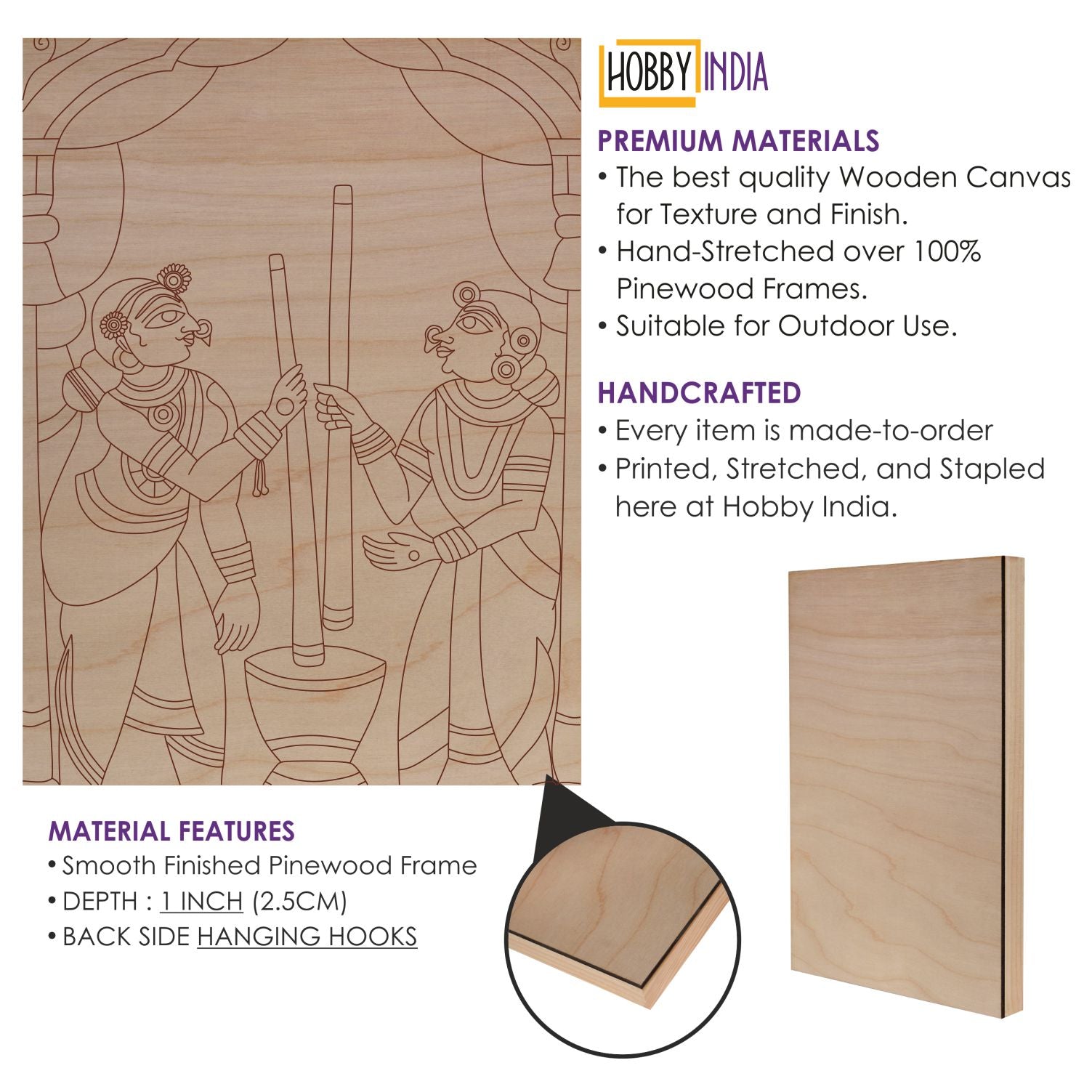 Phad Painting DIY Framed Canvas Base for Painting– Hobby Decor Pvt Ltd