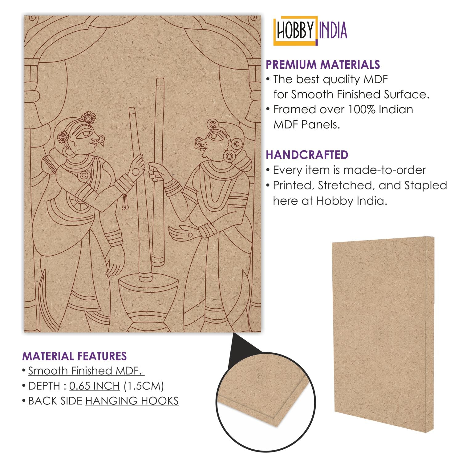 Phad Painting DIY Framed Canvas Base for Painting– Hobby Decor Pvt Ltd