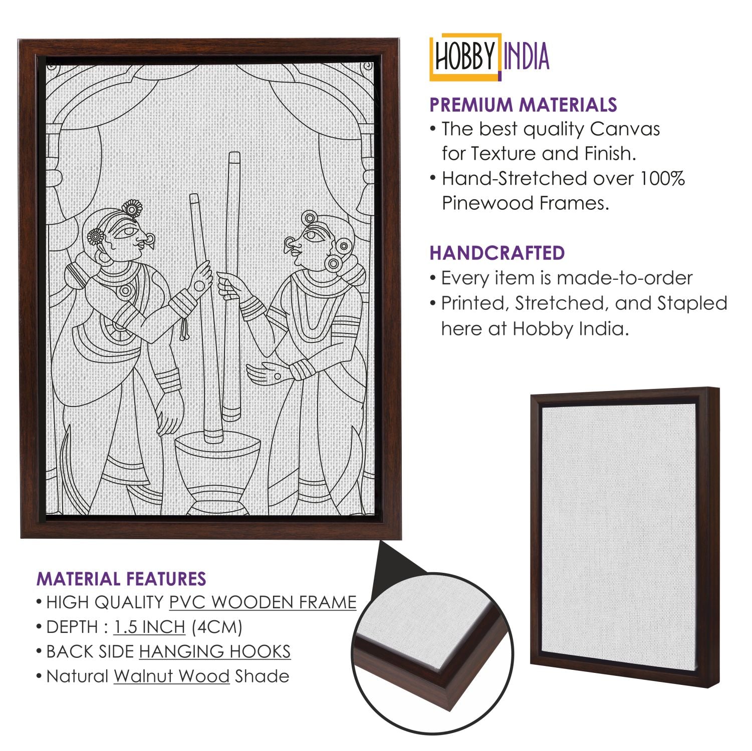 Phad Painting DIY Framed Canvas Base for Painting– Hobby Decor Pvt Ltd