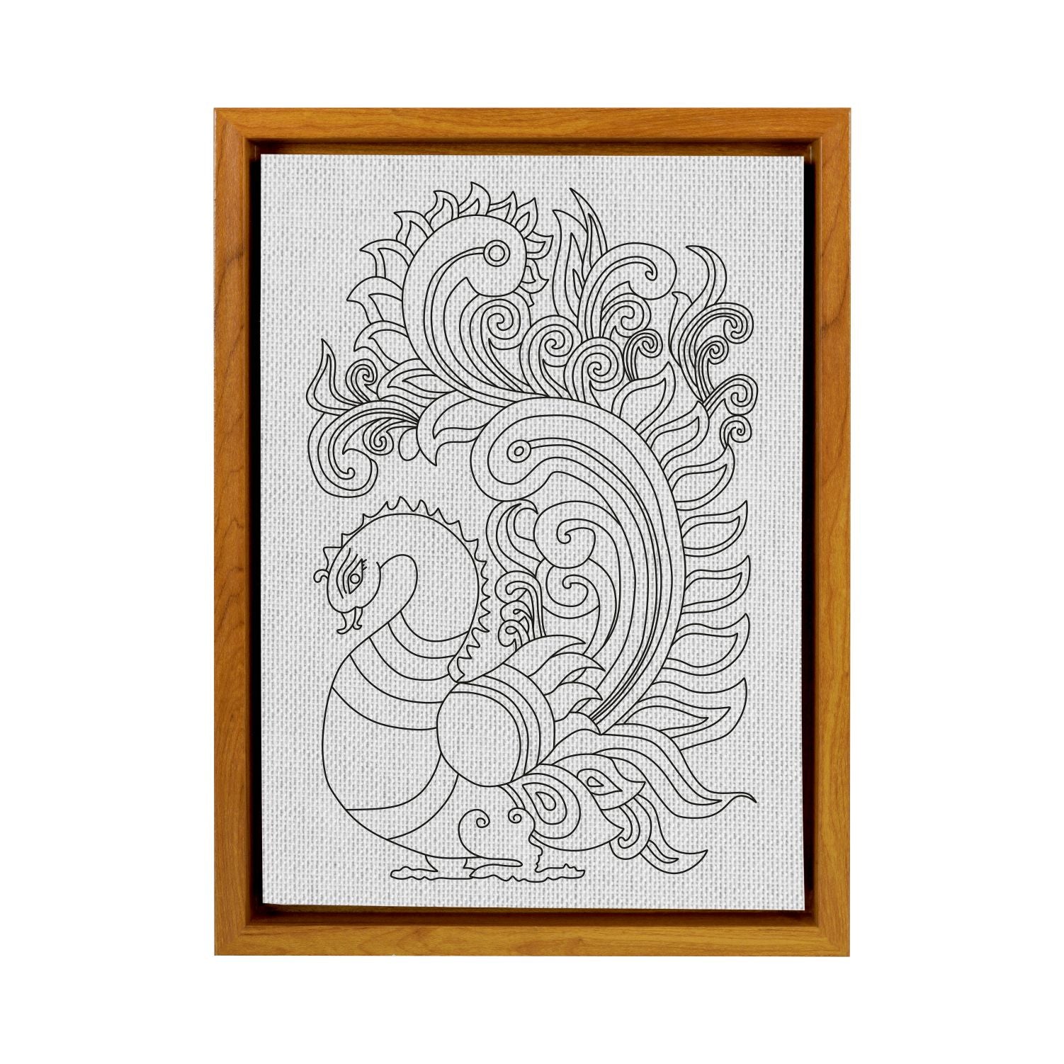 Peacock Kalamkari Art DIY Framed Canvas for Painting– Hobby Decor Pvt Ltd