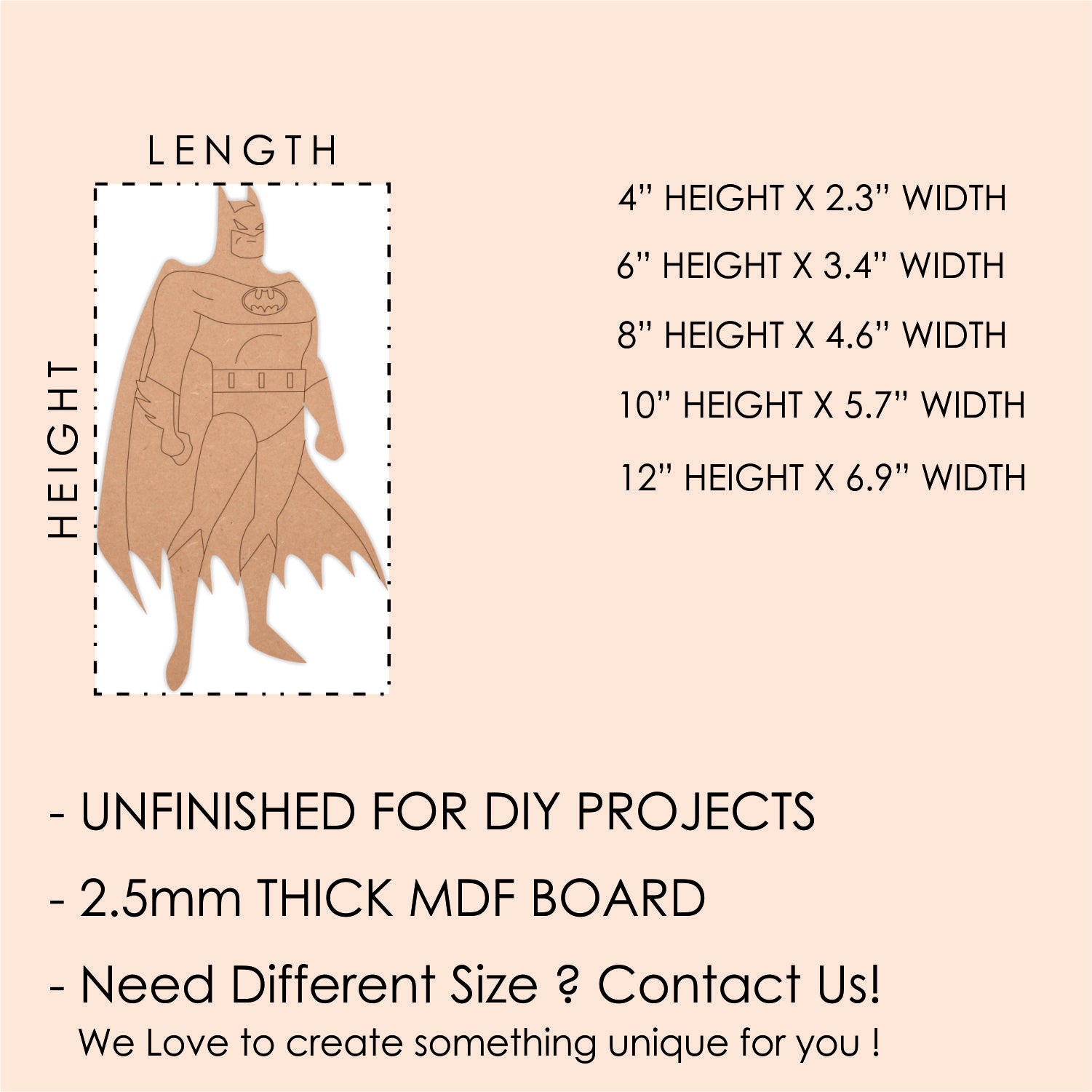 Batman MDF Cutout– Hobby Decor Pvt Ltd