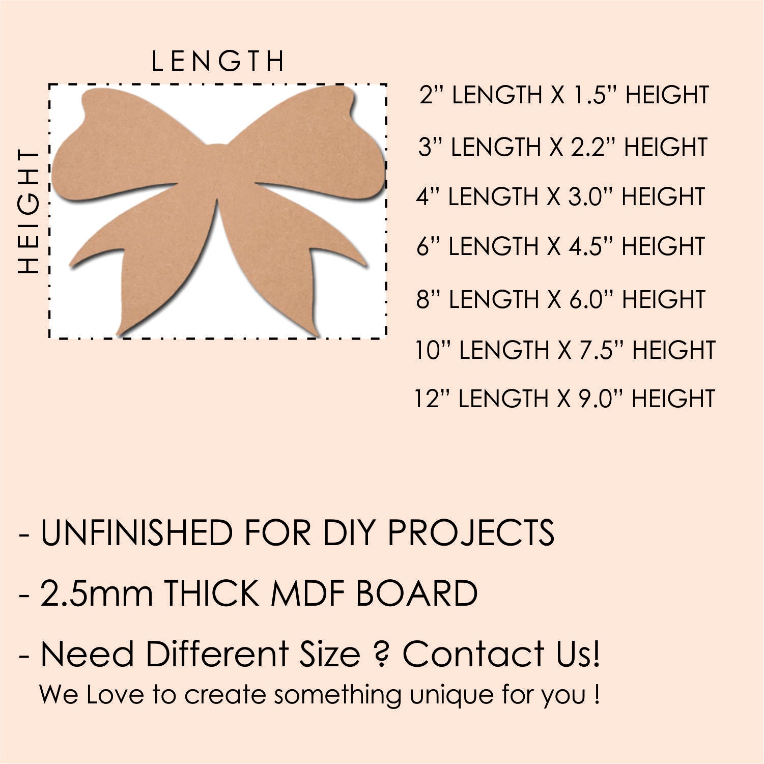 Buy MDF Bow Cutout Online At Best Price– Hobby Decor Pvt Ltd
