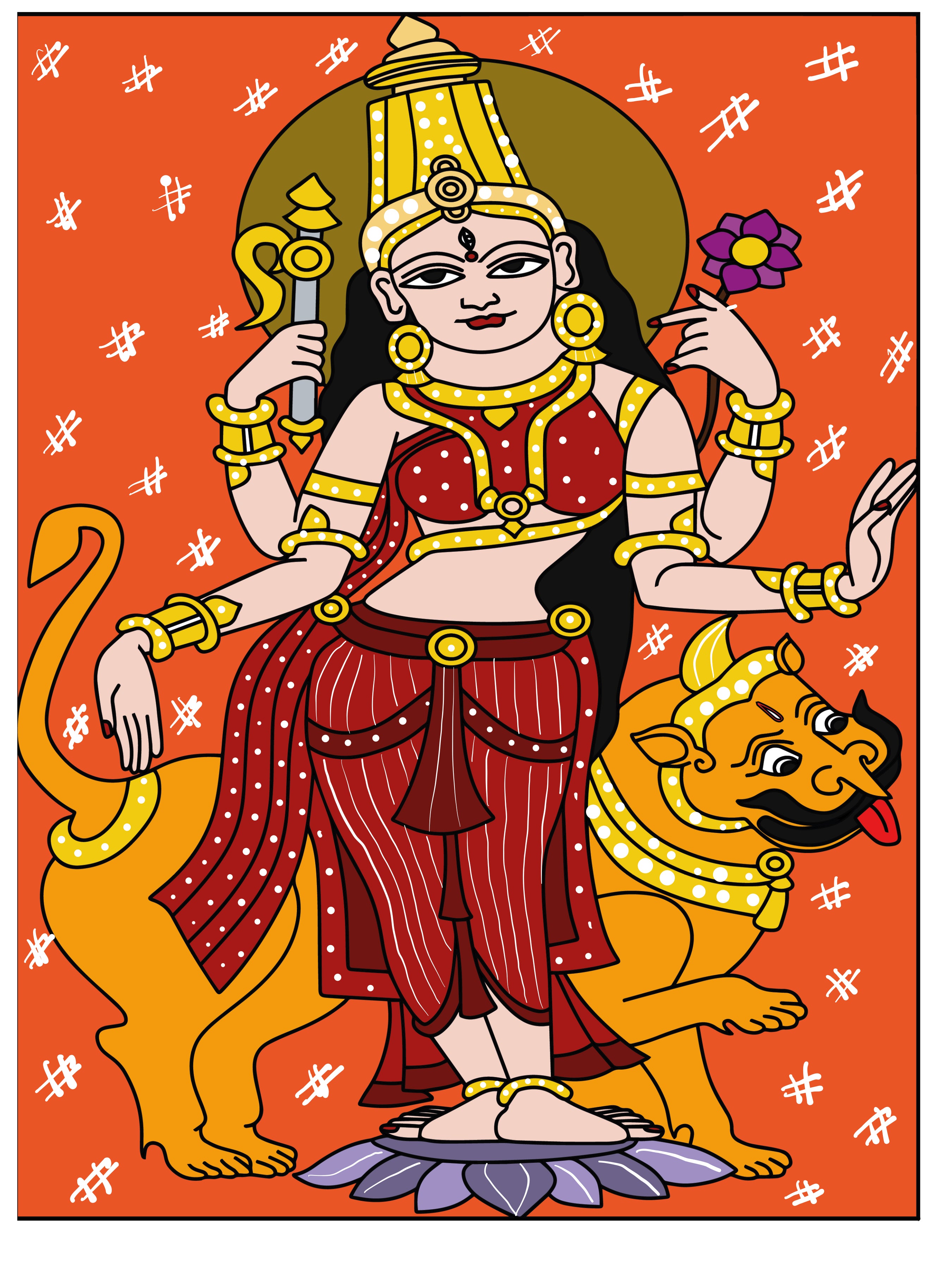 Durga Maa Miniature Painting DIY Canvas Base for Painting– Hobby Decor ...