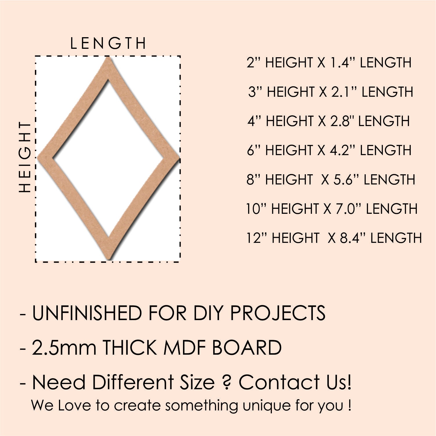 Diamond Outline Cutout– Hobby Decor Pvt Ltd