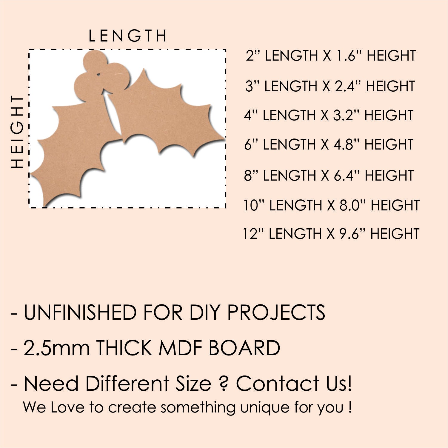 Buy MDF Holly leaves Base Online At Best Price– Hobby Decor Pvt Ltd