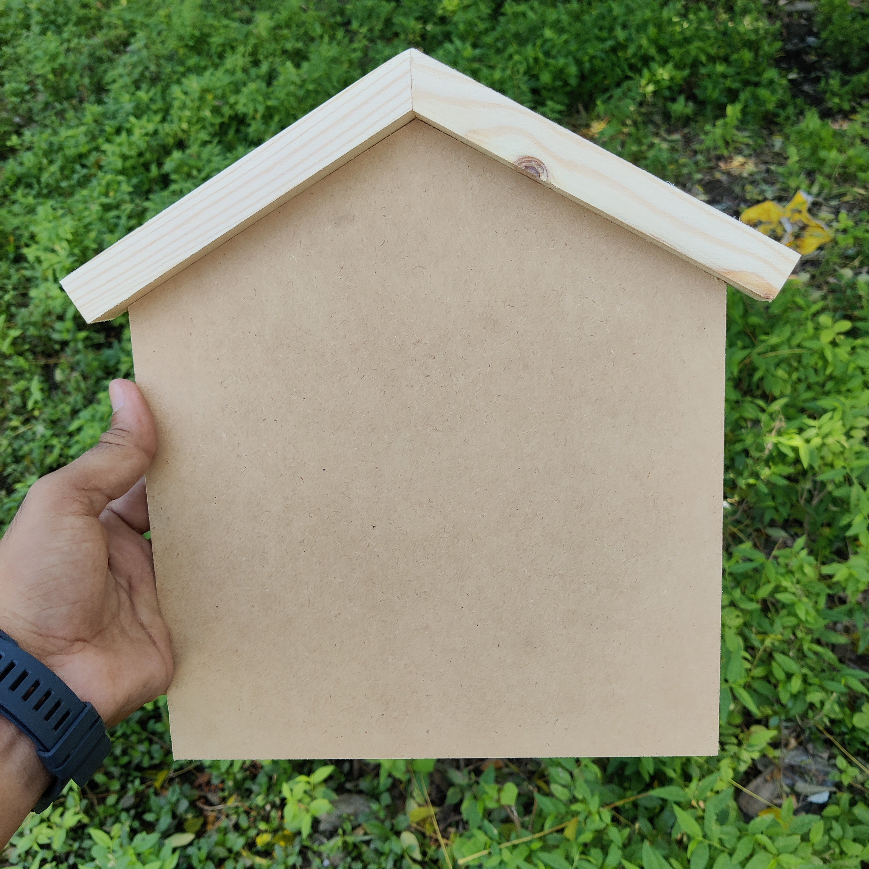 Buy Home Shape Wooden Name Plate Base Online At HobbyIndia– Hobby Decor ...