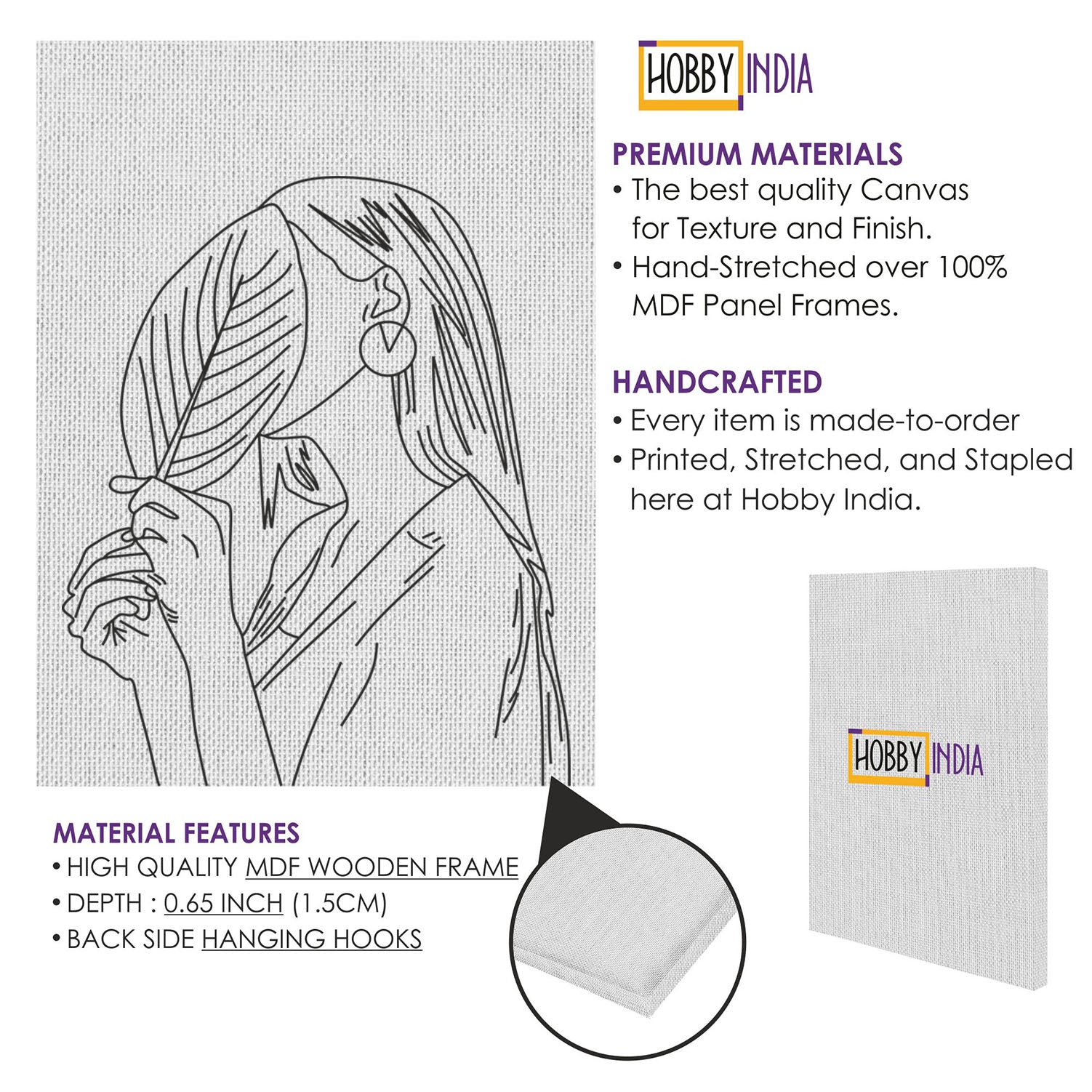 Face Hiding By Leaf DIY Canvas Base for Painting– Hobby Decor Pvt Ltd