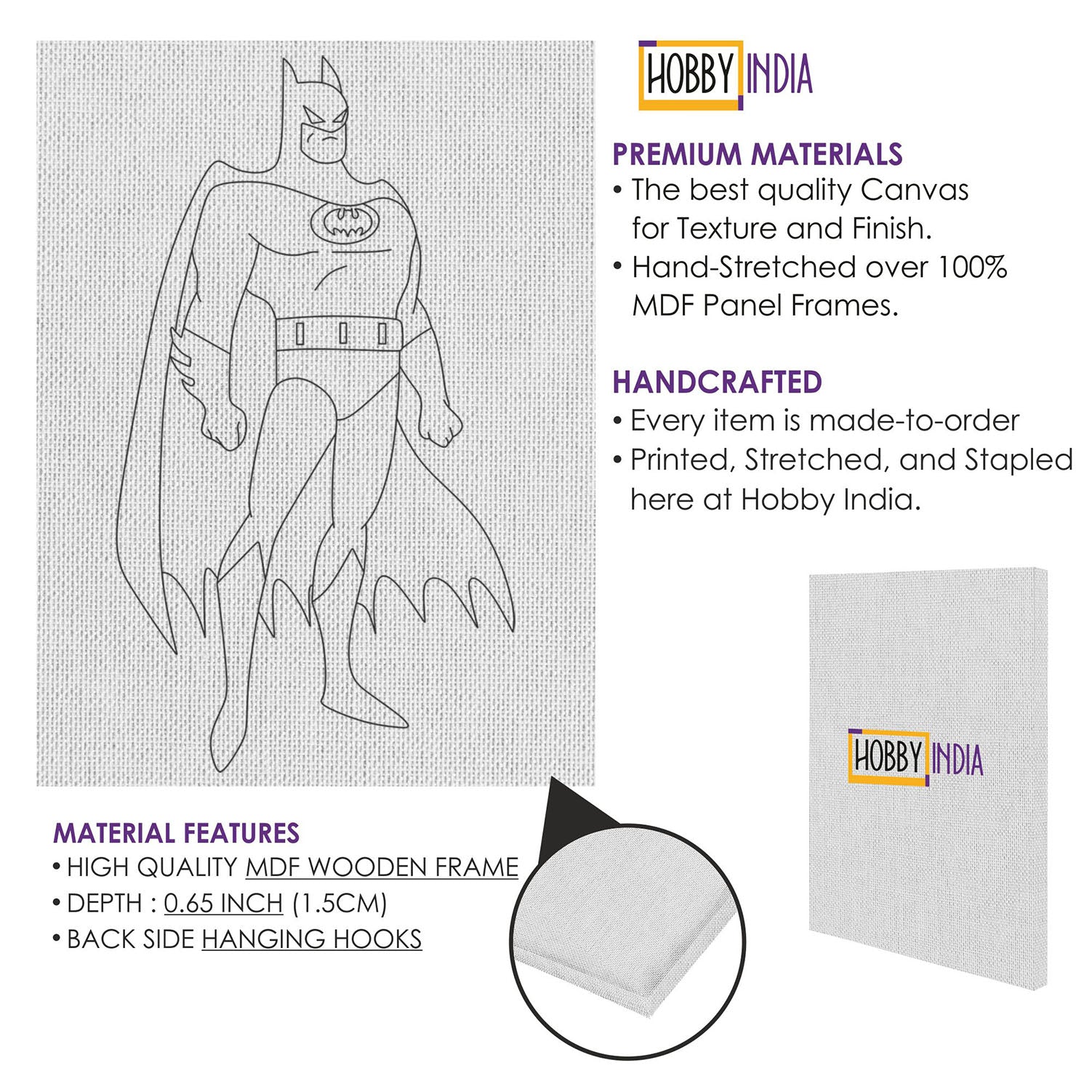 Batman DIY Canvas Base for Painting– Hobby Decor Pvt Ltd