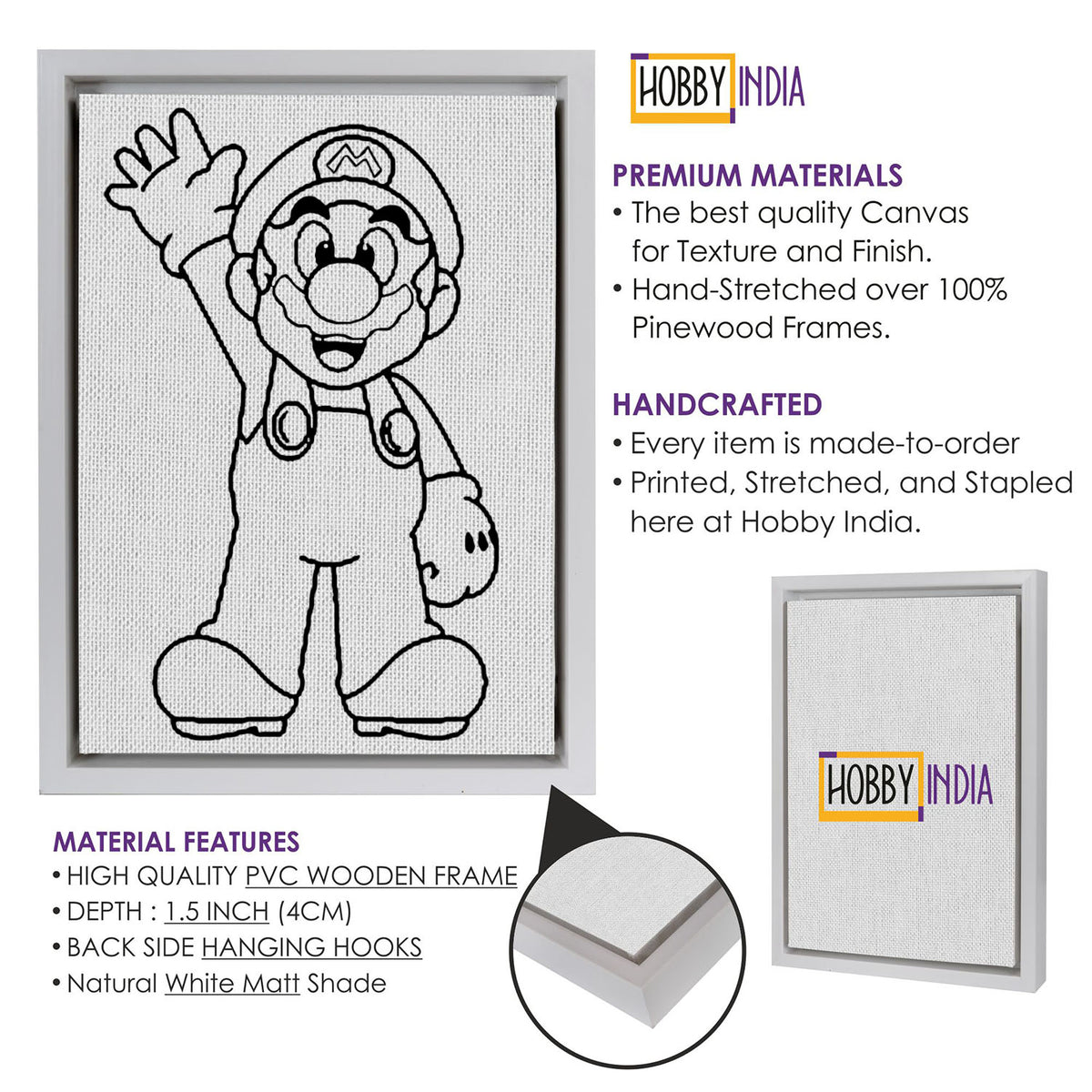 Super Mario DIY Canvas Base for Painting– Hobby Decor Pvt Ltd