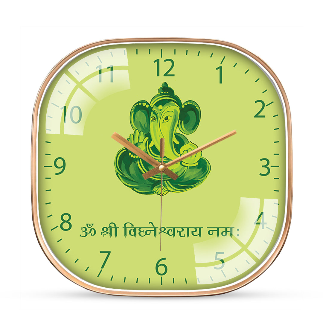 Green ganesha wall clock– Hobby Decor Pvt Ltd