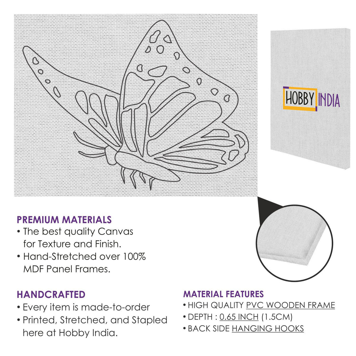 Flying Butterfly DIY Canvas Base for Painting– Hobby Decor Pvt Ltd