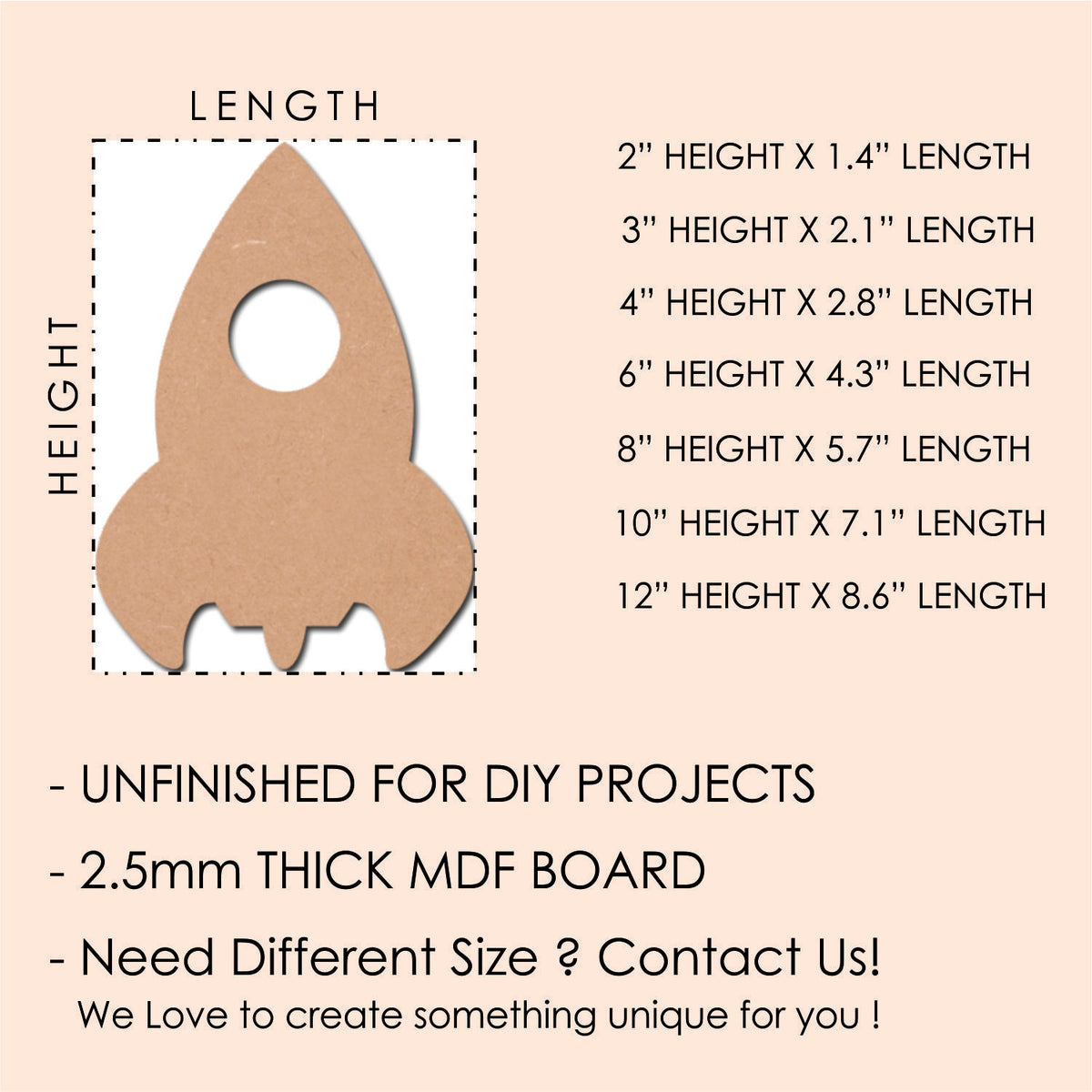 Rocket MDF Cutout– Hobby Decor Pvt Ltd