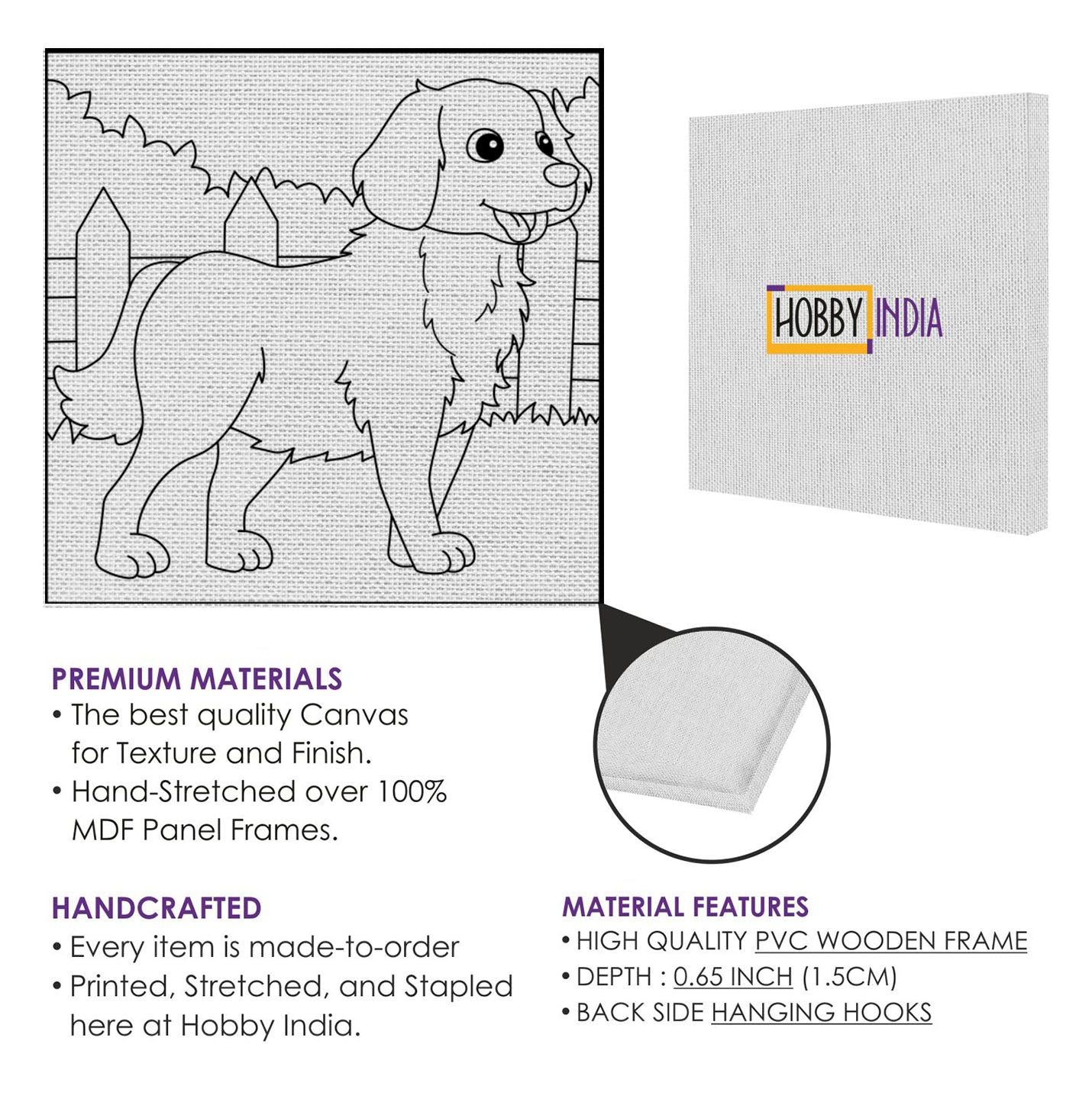 Golden Retriever Dog Animal DIY Canvas Base for Painting– Hobby Decor ...