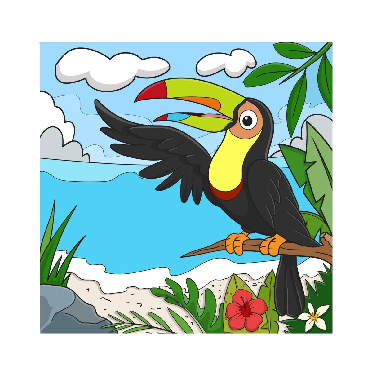 Cartoon Toucan DIY Canvas Base for Painting– Hobby Decor Pvt Ltd
