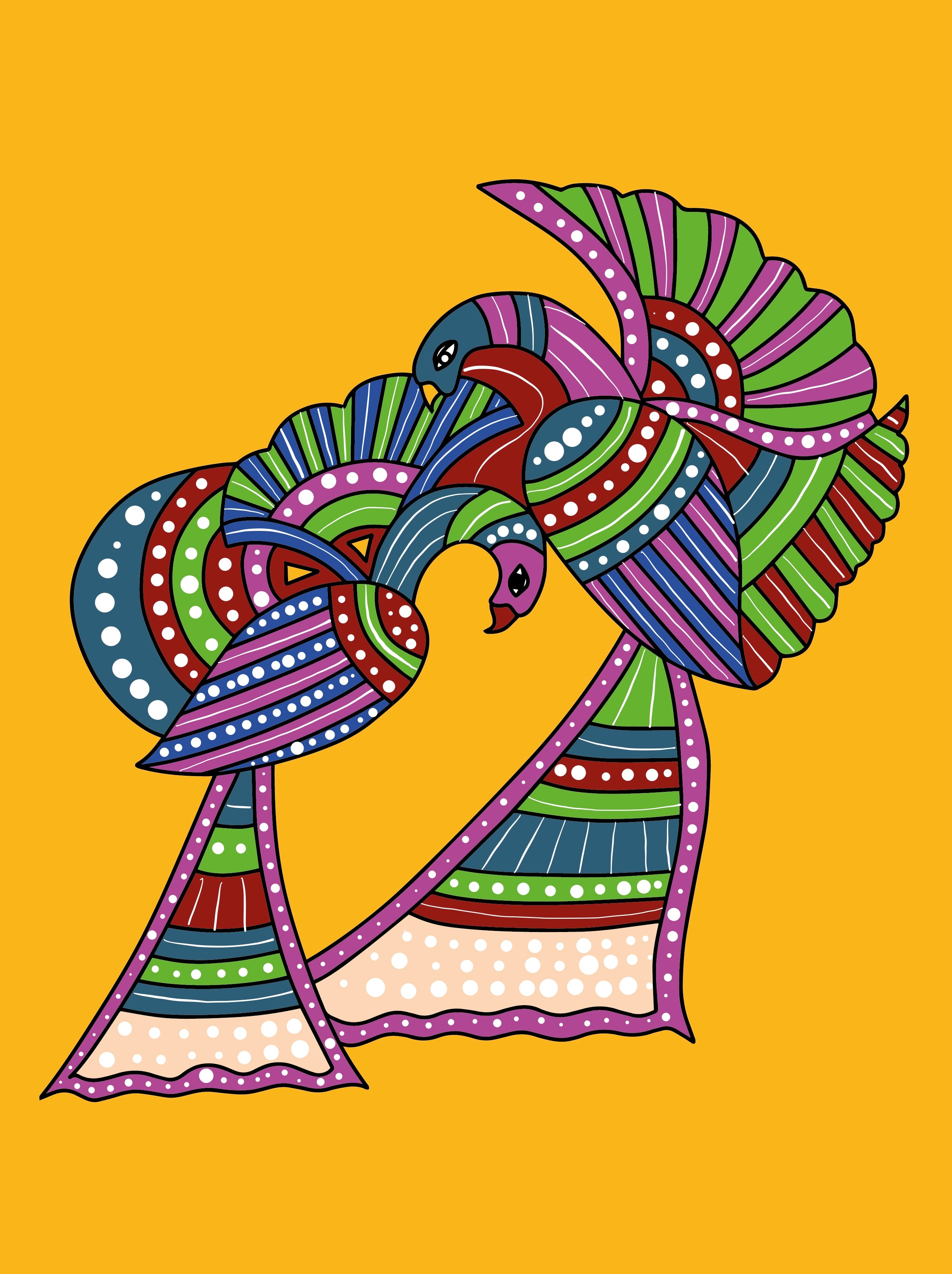 Parrot Kalamkari Art DIY Framed Canvas for Painting– Hobby India