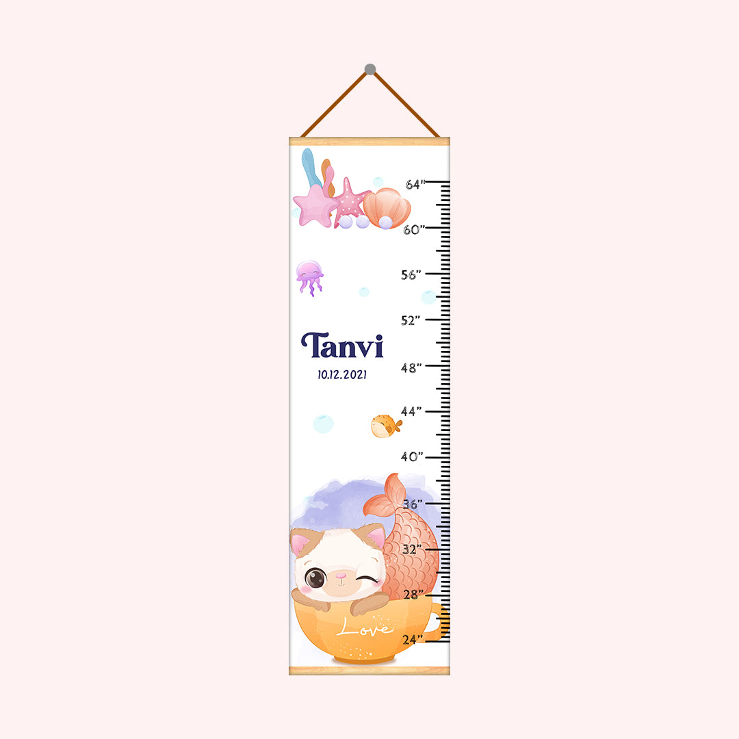 Kitty With Fish theme Kids Growth scale– Hobby Decor Pvt Ltd